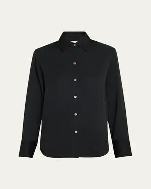 Vince Classic Silk Button-front Shirt - Black