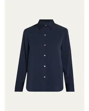 Vince Classic Silk Button-front Shirt - Blue