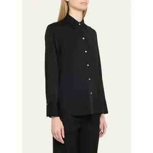 Vince Classic Silk Button-front Shirt - Blue
