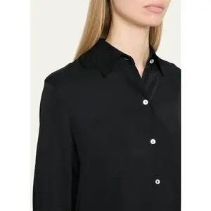 Vince Classic Silk Button-front Shirt - Blue