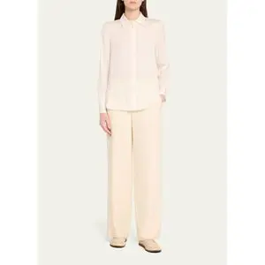 Vince Classic Silk Button-front Shirt - Blue