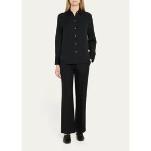 Vince Classic Silk Button-front Shirt - Blue