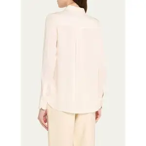 Vince Classic Silk Button-front Shirt - Blue