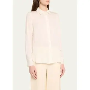 Vince Classic Silk Button-front Shirt - Blue