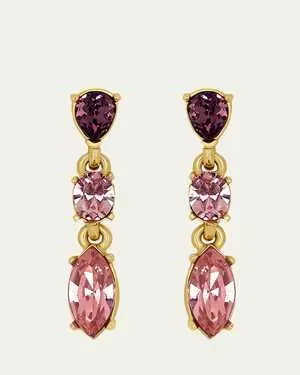 Oscar De La Renta Crystal Drop Earrings - Rose Multi