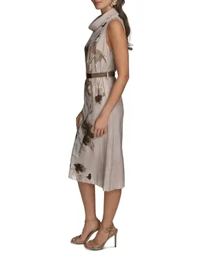 Donna Karan New York Sleeveless Belted Midi Dress