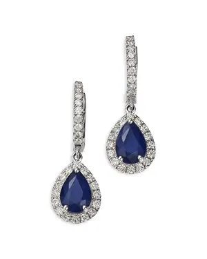 Bloomingdale'S Blue Sapphire And Diamond Pear Drop Earrings - Blue/white