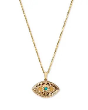 Bloomingdale'S Turquoise & Diamond Evil Eye Pendant Necklace - Gold
