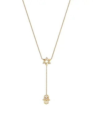 Bloomingdale'S Diamond Star Of David & Hamsa Hand Lariat Necklace - Gold