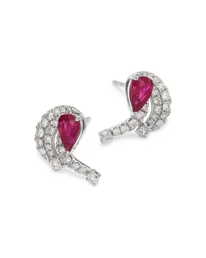 Bloomingdale'S Ruby And Diamond Stud Earrings