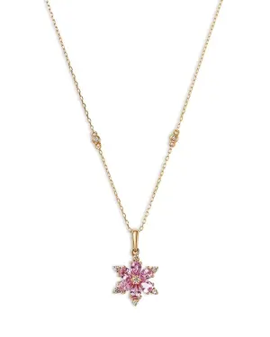 Bloomingdale'S Sapphire And Diamond Flower Pendant Necklace - Pink/gold