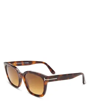 TOM FORD Square Sunglasses, 53mm Havana/brown