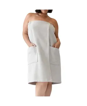 Cozy Earth Waffle Terry Bath Wrap - Light Grey