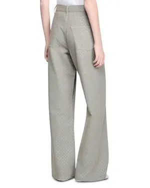 Sandro Rhinestone Embellished Wide Leg Jeans