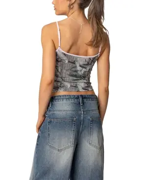 EDIKTED Camouflage Contrast Tank Top