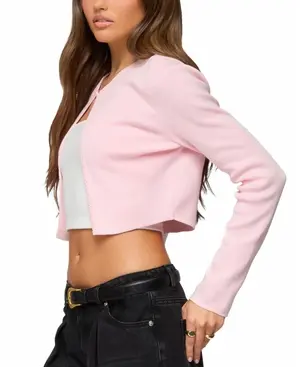 EDIKTED Jayne Split Front Knit Cardigan - Light-pink