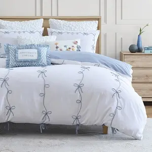 PERI HOME Sasha Bows Duvet Cover Set, King - Blue