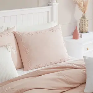 PERI HOME Sasha Bows Duvet Cover Set, King - Blush