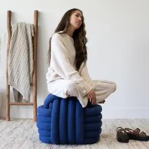 PINK LEMONADE Knotted Pouf, Large - Blue