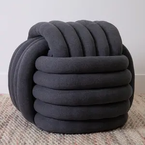 PINK LEMONADE Knotted Pouf, Large Dark Gray