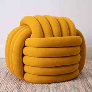 PINK LEMONADE Knotted Pouf, Large Tuscan Sun/yellow