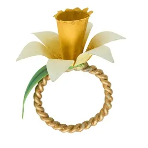JULISKA Meadow Walk Napkin Rings, Set Of 4 - Daffodil
