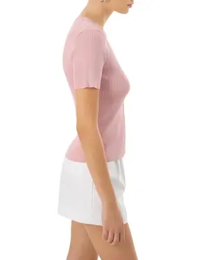 LAMARQUE Aurelie Ribbed V-neck Top - Rose