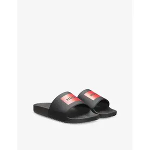 Hugo Logo-label Slip-on Slides - Black