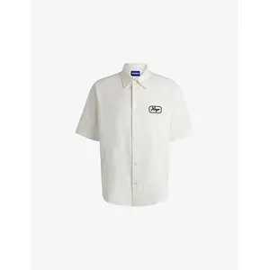 Hugo Brand-embroidered Short-sleeve Cotton Shirt