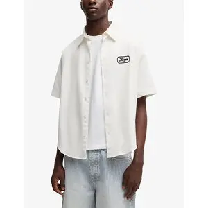 Hugo Brand-embroidered Short-sleeve Cotton Shirt