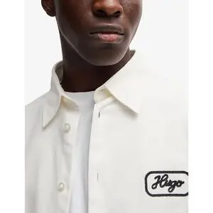 Hugo Brand-embroidered Short-sleeve Cotton Shirt