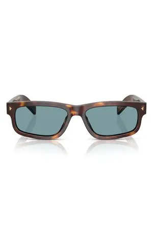 Prada 57mm Polarized Rectangle Sunglasses