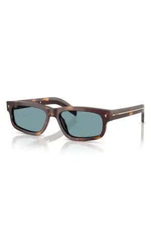 Prada 57mm Polarized Rectangle Sunglasses