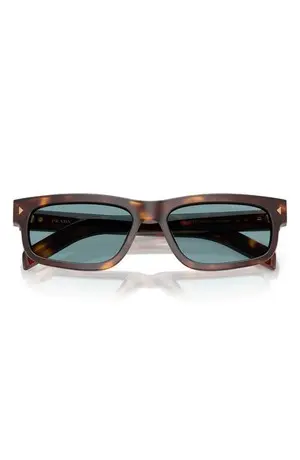 Prada 57mm Polarized Rectangle Sunglasses