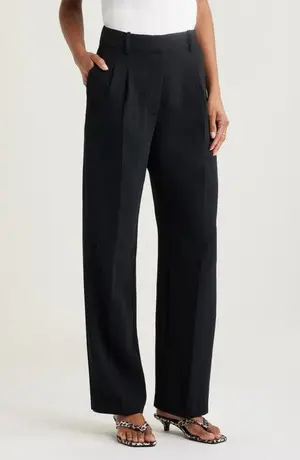 OPEN EDIT Crepe Straight-leg Trousers - Black