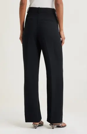 OPEN EDIT Crepe Straight-leg Trousers - Black