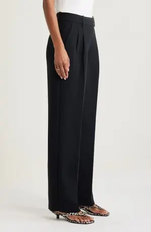 OPEN EDIT Crepe Straight-leg Trousers - Black
