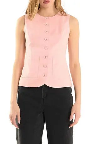 Endless Rose Sleeveless Linen Blend Top - Pink