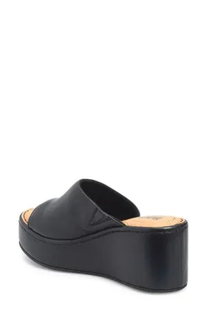 BØRN Shilo Platform Wedge Sandal - Black Leather