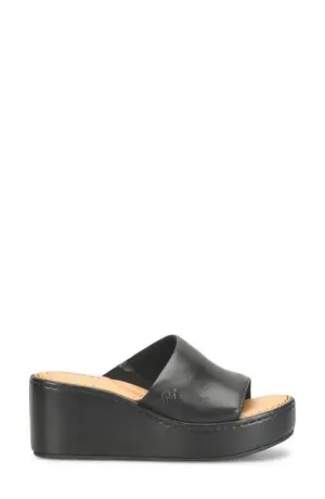 BØRN Shilo Platform Wedge Sandal - Black Leather