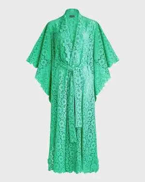 Vilebrequin Guipure Kimono Flowers Lace Kimono Kiyomi - Green