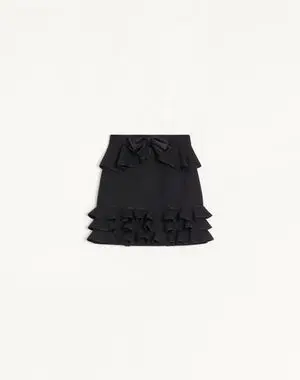 Valentino Garavani Crepe Couture Short Skirt With Ruffle Detail - Black