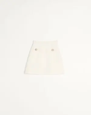 Valentino Garavani Valentino Crepe Couture Short Skirt With Ruffle Detail Ivory