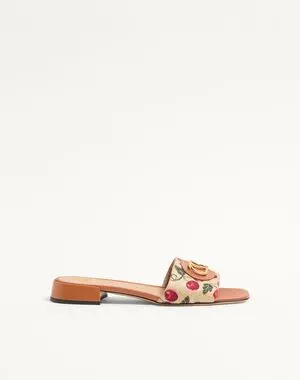 Valentino Garavani Vlogo Signature Slide Sandals - Natural/red