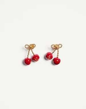 Valentino Garavani Valentino Garavani Cherry Earrings Antique Brass/red