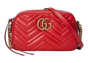 Gucci Gg Marmont Matelasse Small Shoulder Bag - Red