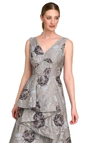 KAY UNGER Elsie Floral Jacquard Midi Dress