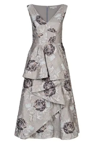 KAY UNGER Elsie Floral Jacquard Midi Dress