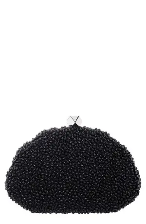 Nina Hera Frame Beaded Clutch - Black