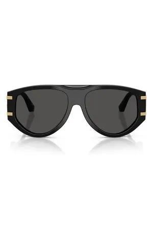 Dolce & Gabbana 56mm Pilot Sunglasses - Black / Dark Grey
